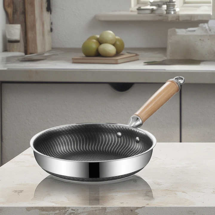 High Quality 304 Stainless Steel Cooking Pan Kitchen 11 Inch Honeycomb ...