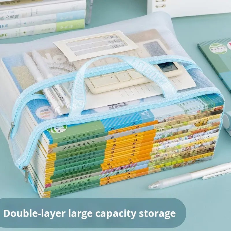 B4 Legal Size Nylon Document Bag Clear Visible Mesh Zipper Pouch Office ...