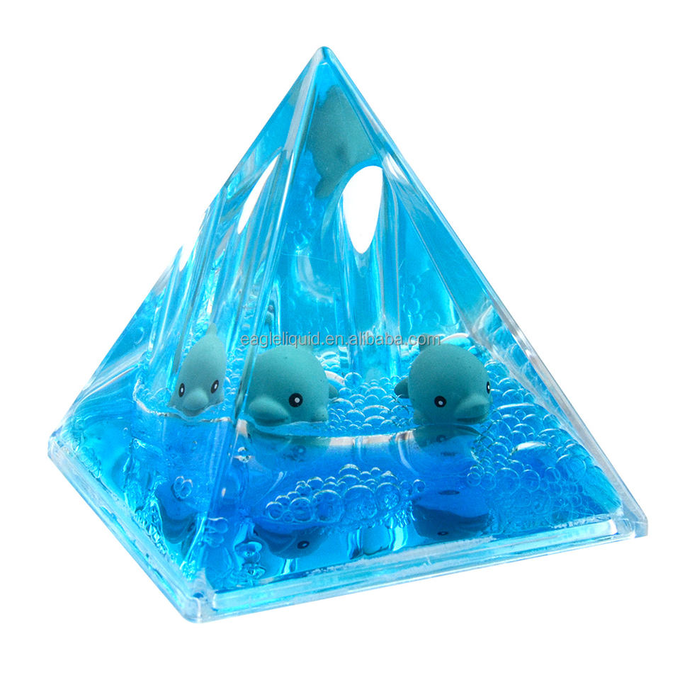 Blue liquid Pyramid Liquid Pen Holder with 2 Blue Dolphin Aqua Cube ...