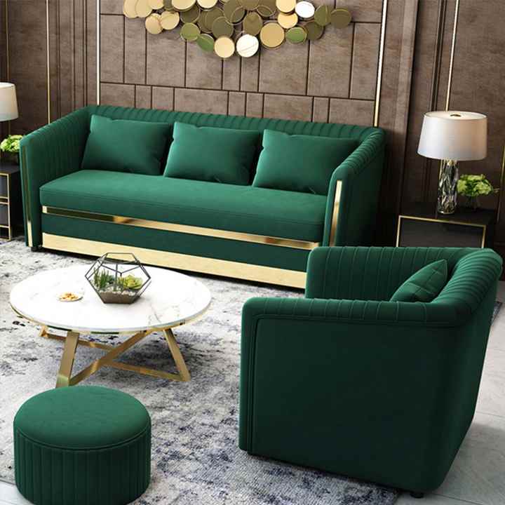Luxurious Green Velvet Sectional Couch for Modern Living