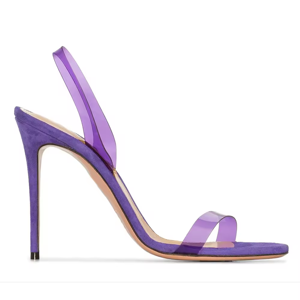 Manufacturer Custom Stiletto High Heel Purple Clear PVC Sandals for ...
