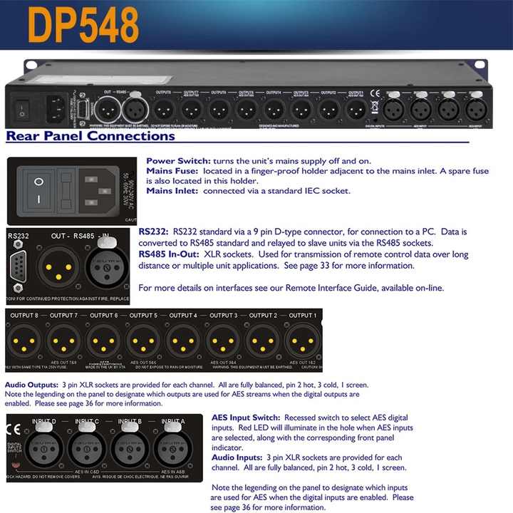 Paulkitson Professional Dsp FIR AUTO AES Audio Pro Procesador de audio digital XTA DP548 ...