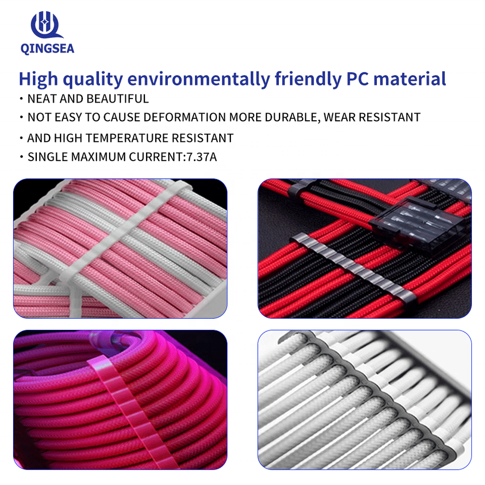 RTX ATX 24pin Stripped Extension Cable Kit 5 Outlets Sleeve Cable for ...