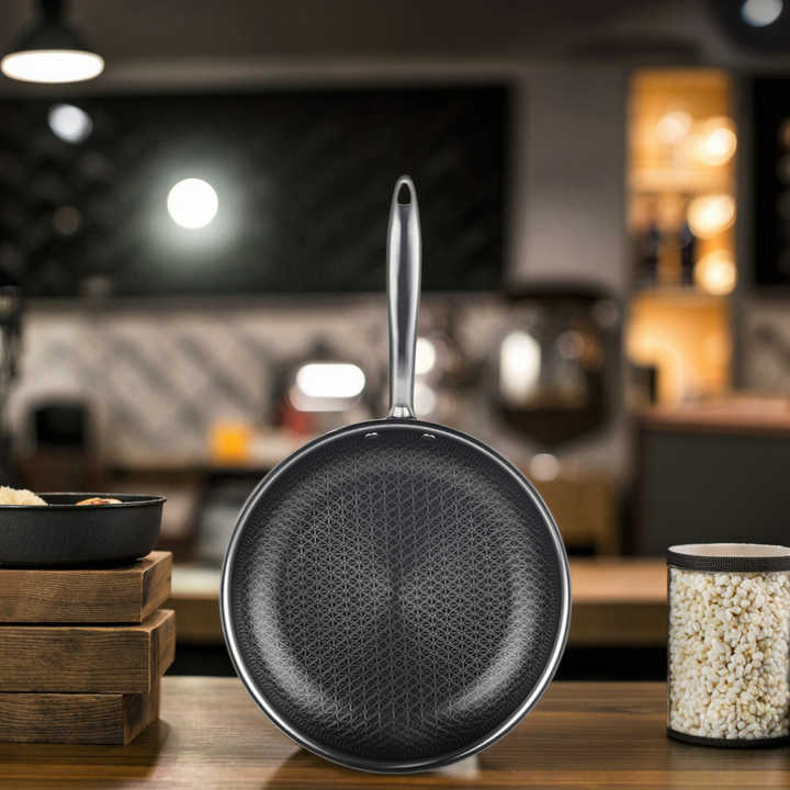 Nonstick Honeycomb Stainless Steel Kitchen Pan Flat Bottom Induction ...