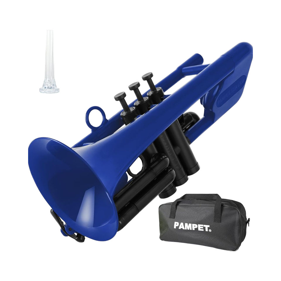 PAMPET Professional Plastic Bb Trumpet Set Blue for Student Beginners ...