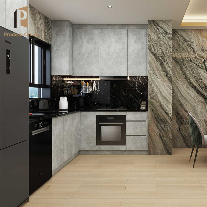 Custom Modern Kitchen Cabinets with Wood Veneer Melamine