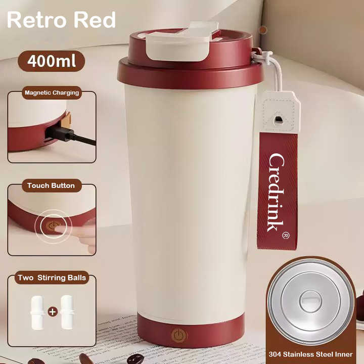 Wholesale 400ml 304 Stainless Steel Double-Wall Insulated Travel Coffee Mug Self-Stirring ...