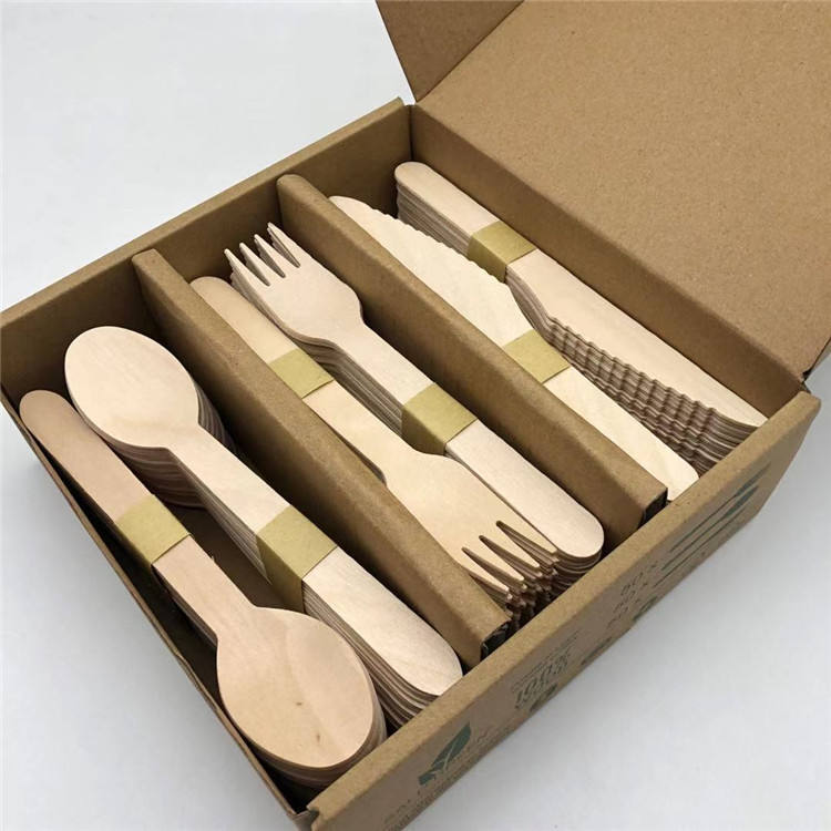 Disposable Bamboo Wooden Cutlery Set 150PCS 50 Forks 50 Knives 50 ...