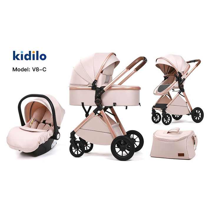 Kidilo 2-in-1 High Landscape Baby Stroller - Portable & Foldable