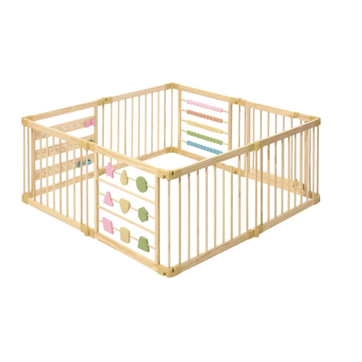 Extra Large Wooden Playpen for Toddlers and Babies 8-10 Panels Foldable ...