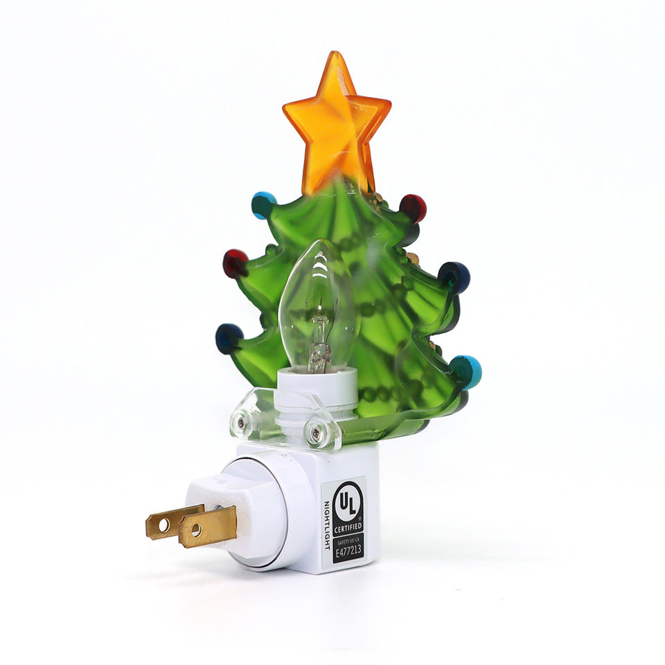 Christmas Tree Night Light With Star Top Plastic Glass Material Child ...