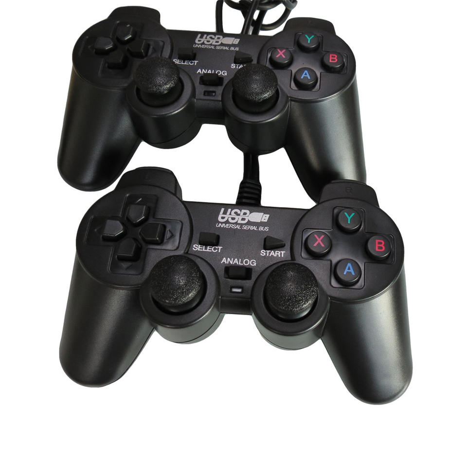 USB Wired Joystick Dual Player Game Controller for PC P2 Compatible ...