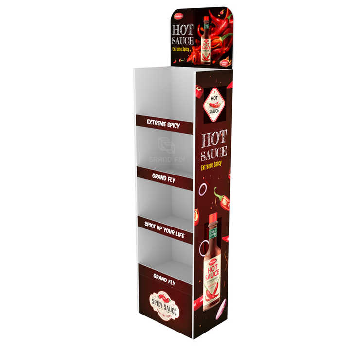Custom Hot Sauce Cardboard Display Stand Corrugated Floor Display Shelf ...