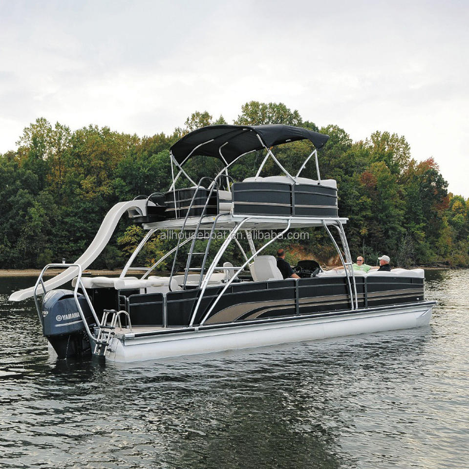 25ft Aluminum Double Deck Pontoon Boat - Ideal for Lakes