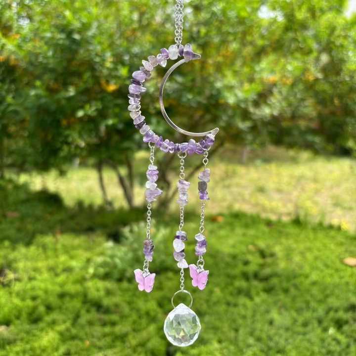 Natural Crystal Handmade Hanging Sun Catcher Small Size Moon Shape ...