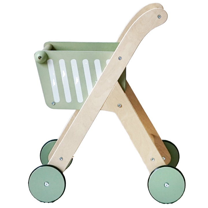 Wooden Shopping Stroller Toy for Kids - Learning & Play
