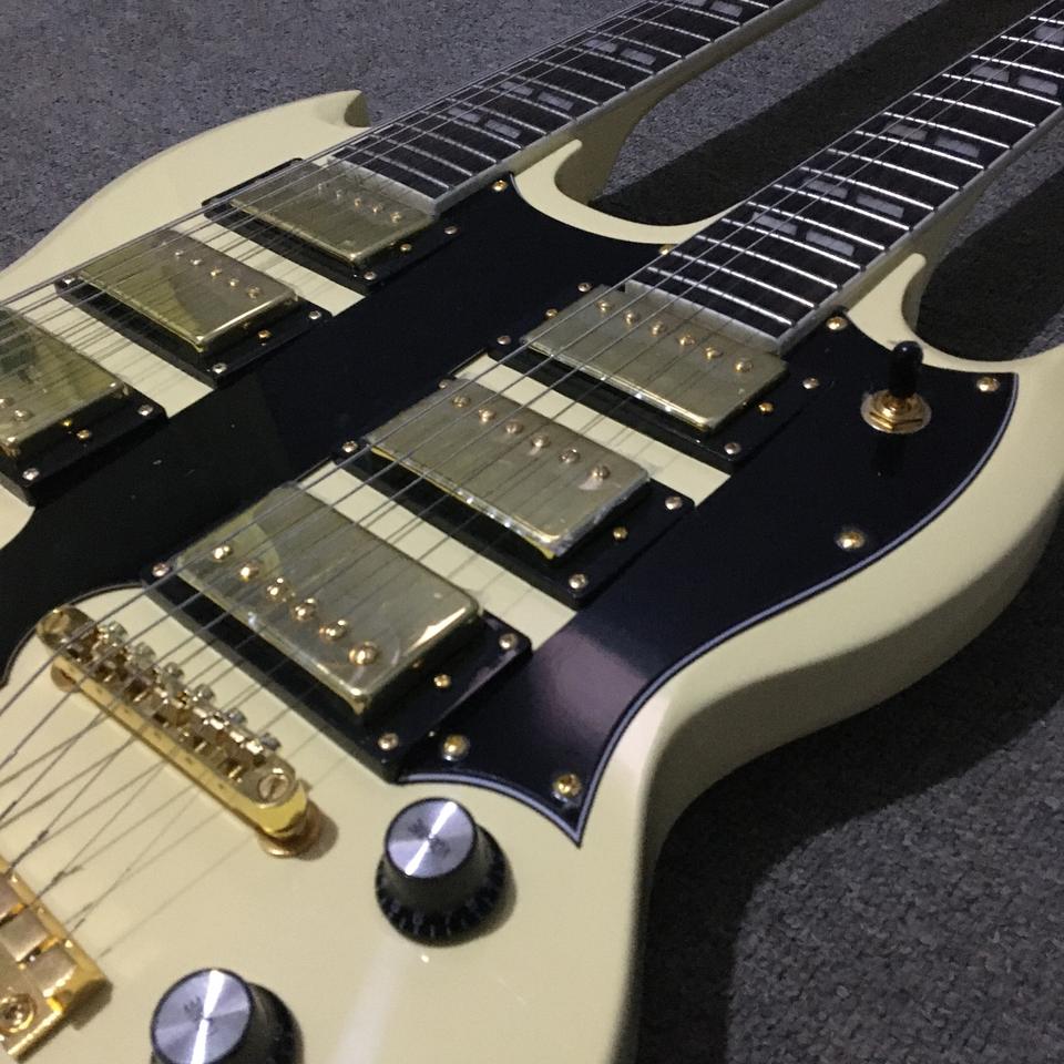 Minyu G-Brand Yellow Electric Guitar - 12+6 Strings Double Neck