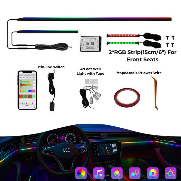 Easy to Install Universal Multicolor Ambient LED Lights Kit Universal ...