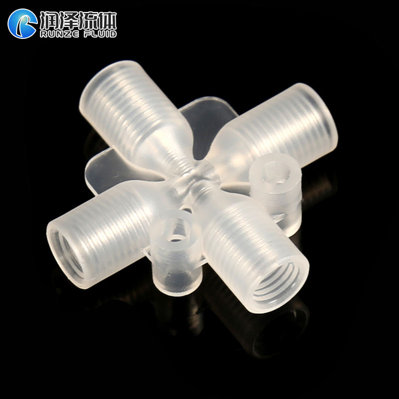 Easy Mounting PTFE Tube Cross Joint Plastic Hose Adapter with Inner ...