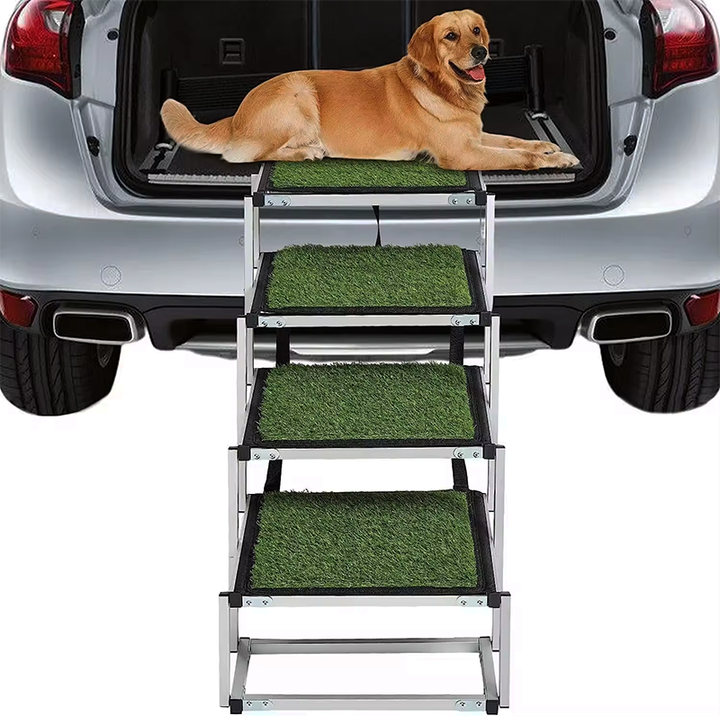 Adjustable Outdoor Dog Ladder Collapsible Steel Pet Ramp 4 Steps ...