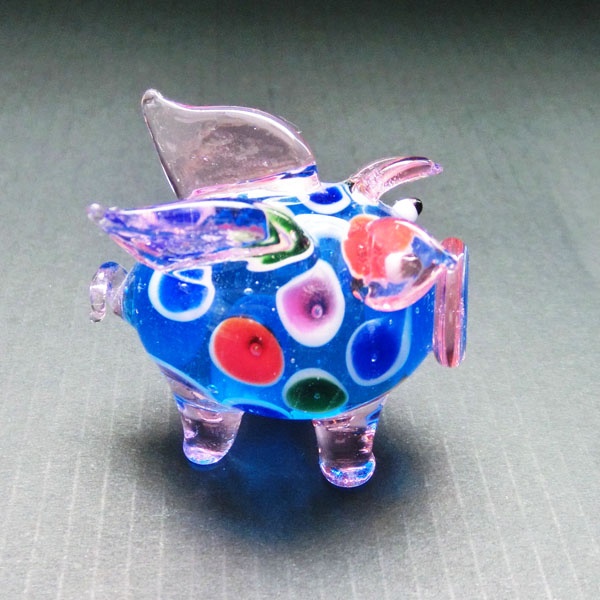 Figurines Sculpture Orange Clear Blown Glass Pig Figurine Cute Pig Gift ...