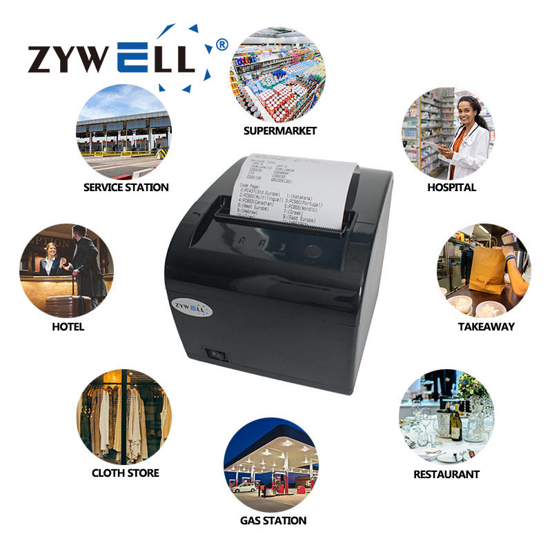 ZYWELL Small Bill Printer bluetooth / Wifi 80mm Thermal Receipt Printer ...