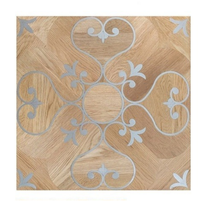 French Inlaid Copper Metal Shell Square Parquet Flooring