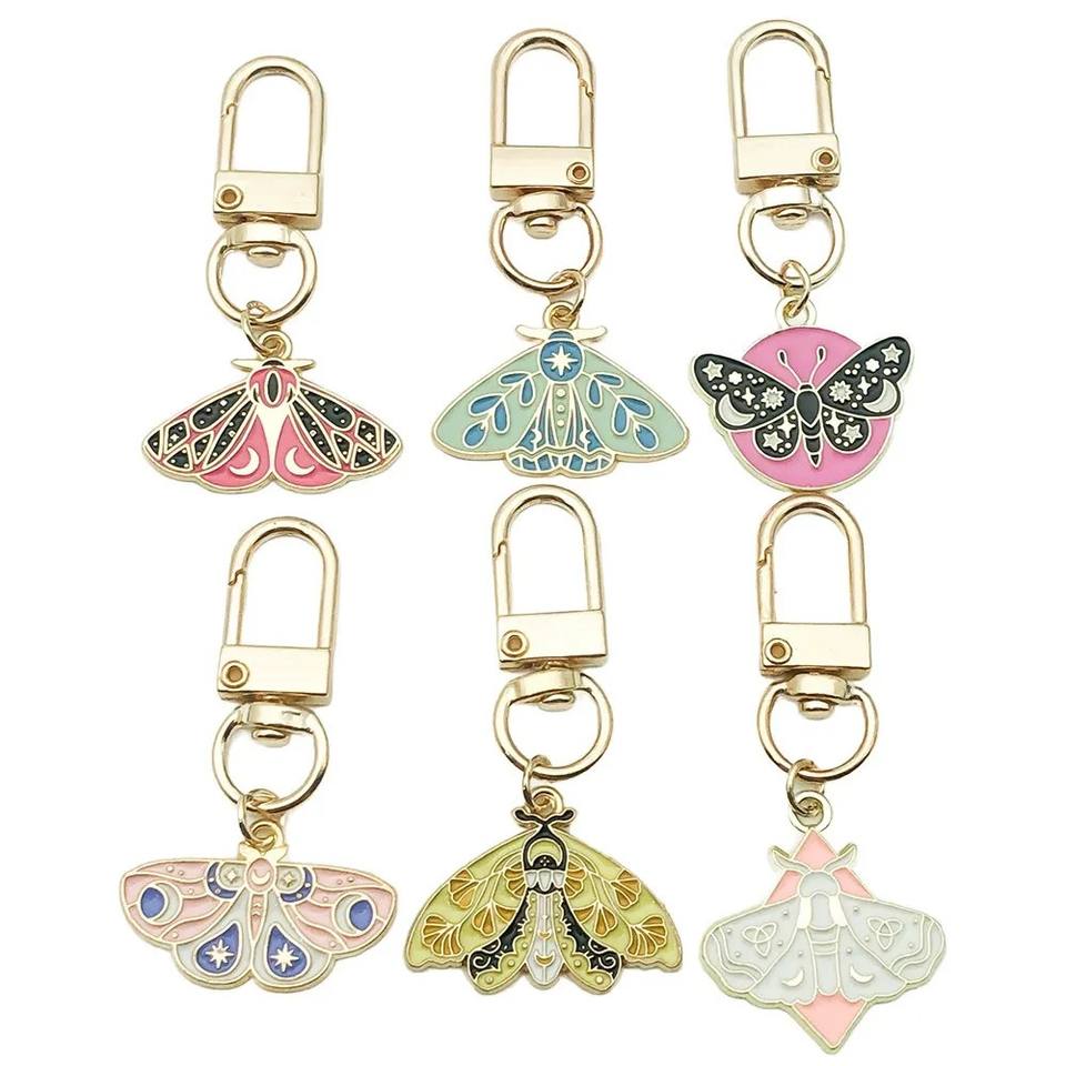 Mother's Day Gift Pink Iris Keyrings Oil Dripping Keychains Insect ...