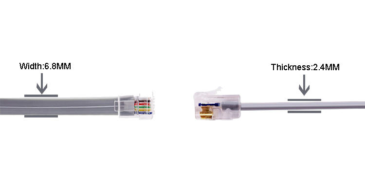 High-speed gray flat Rj12 cable 6P6C jumper telephone line Rj11 6P4C ...