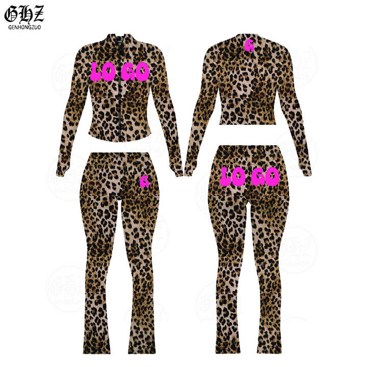 Valentine's Day Pink Red Cheetah Leopard Print Loungewear Women Zip ...