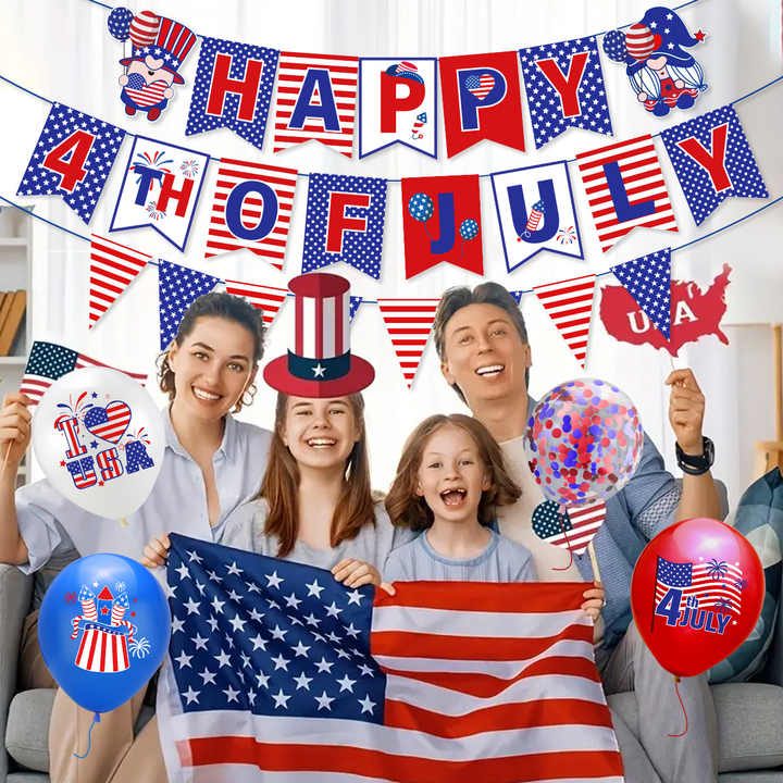 Independence Day Theme USA National Day Flag Latex Balloon Cake Card ...