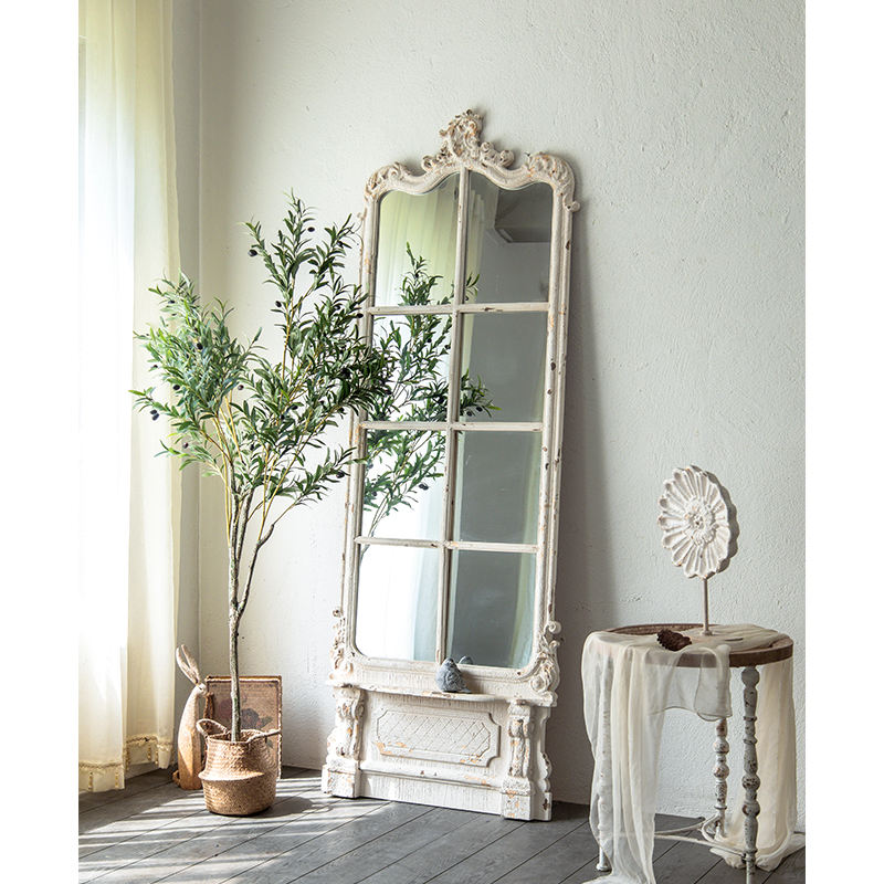 white frame window mirror