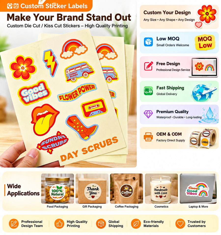 Custom Landscape Scenery Sticker Sheet Hand Drawn Cute Die Cut Stickers ...