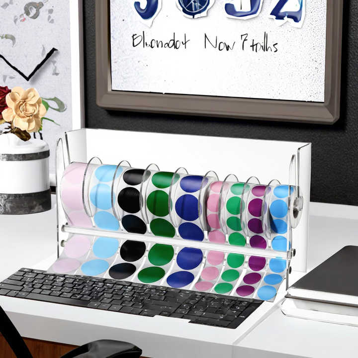 Acrylic Sticker Dispenser Label Roll Holder Organizer Stand for Office ...