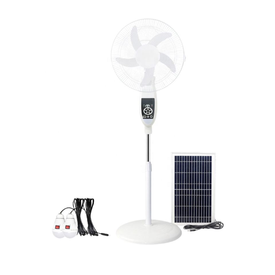 16 Inch Solar Rechargeable Standing Fan with LED & Remote Control ...
