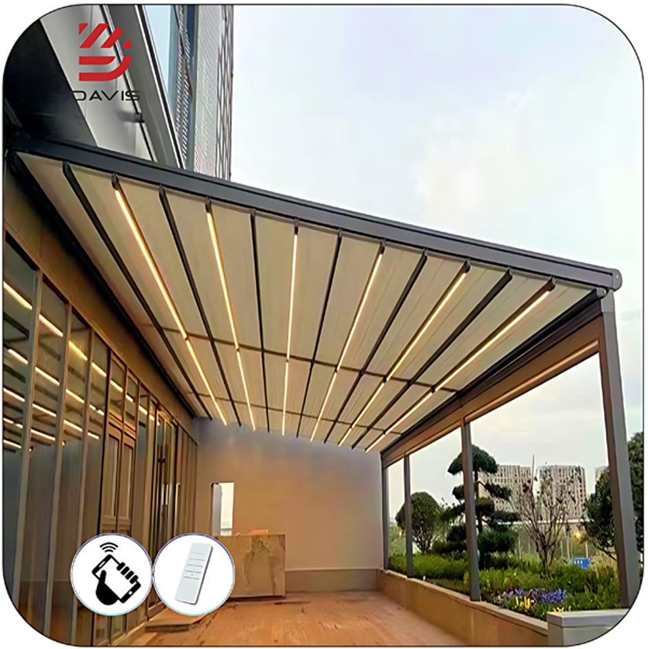 Motorized Outdoor Canopy Retractable Awnings for Patio, Balcony ...