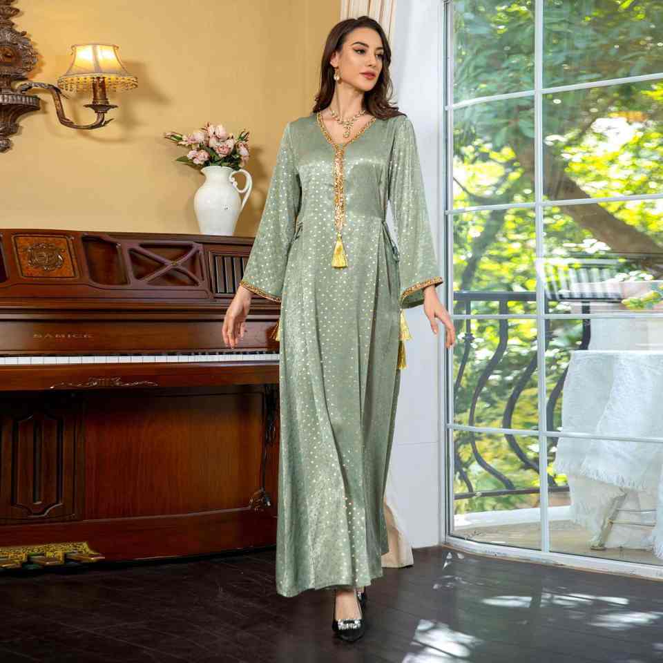 Women's Modest Spring Muslim Abaya Cross-Border Ethnic Fashion Suede ...