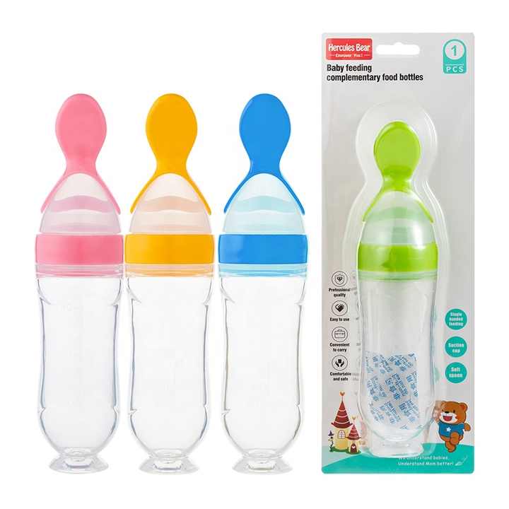 Wholesale OEM Baby Feeding Rice Paste Feeding Bottle Silicone Spoon ...