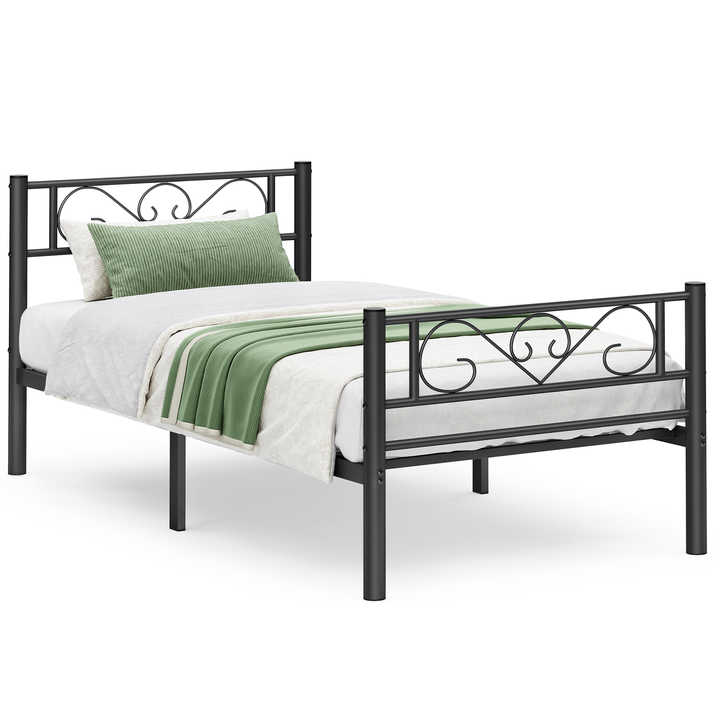 VASAGLE Black Decorative Single Metal Steel Bed Frame