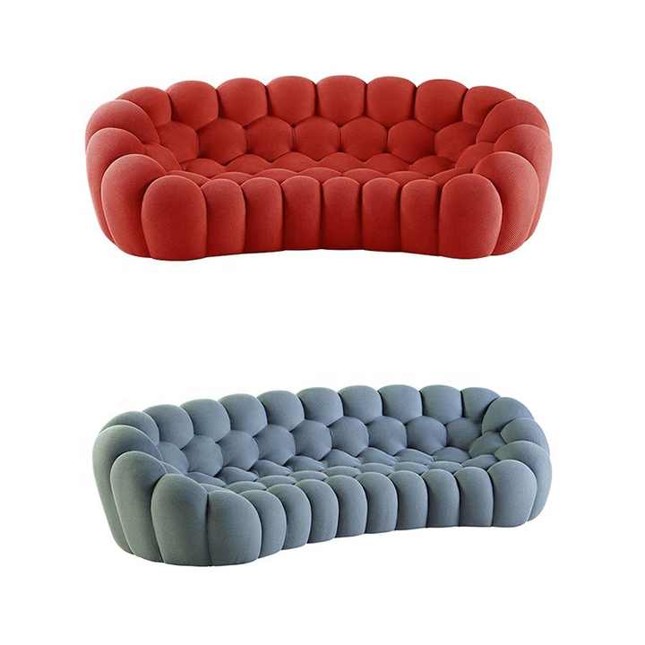 Italian Fabric Modern Corner Sofas Set Luxury 3 Seater