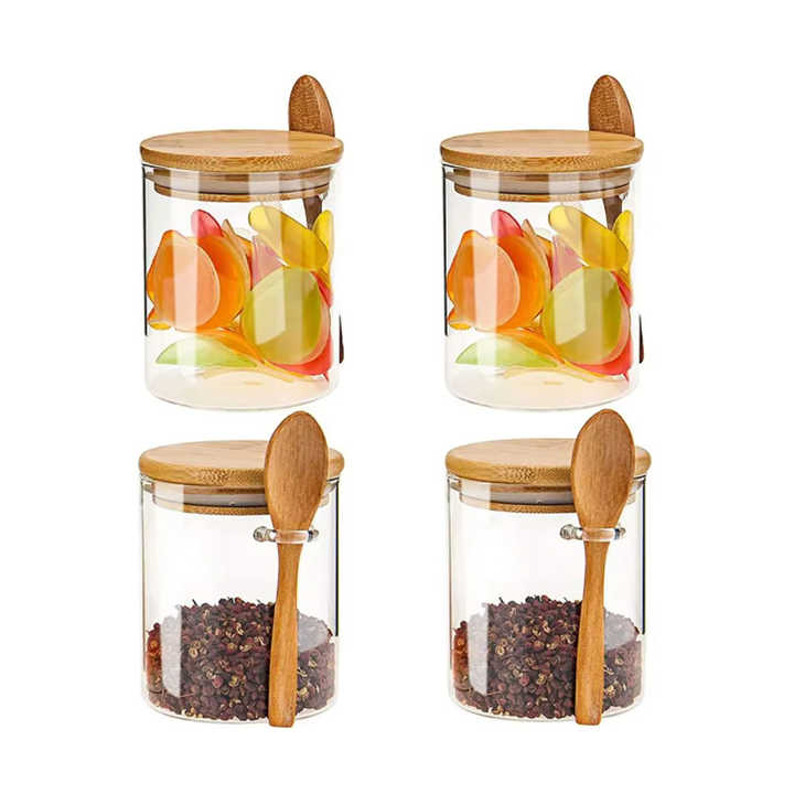 Modern Food Storage Jars Set with Scoop Heat-resistant Glass Storage ...