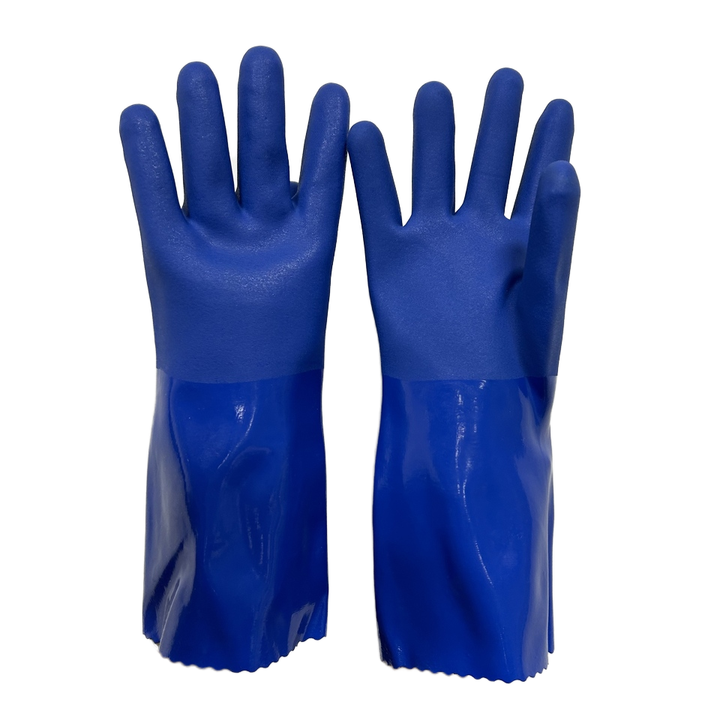Blue PVC Safety Work Gloves, Triple-Dipped Sandy Finished ,cotton ...