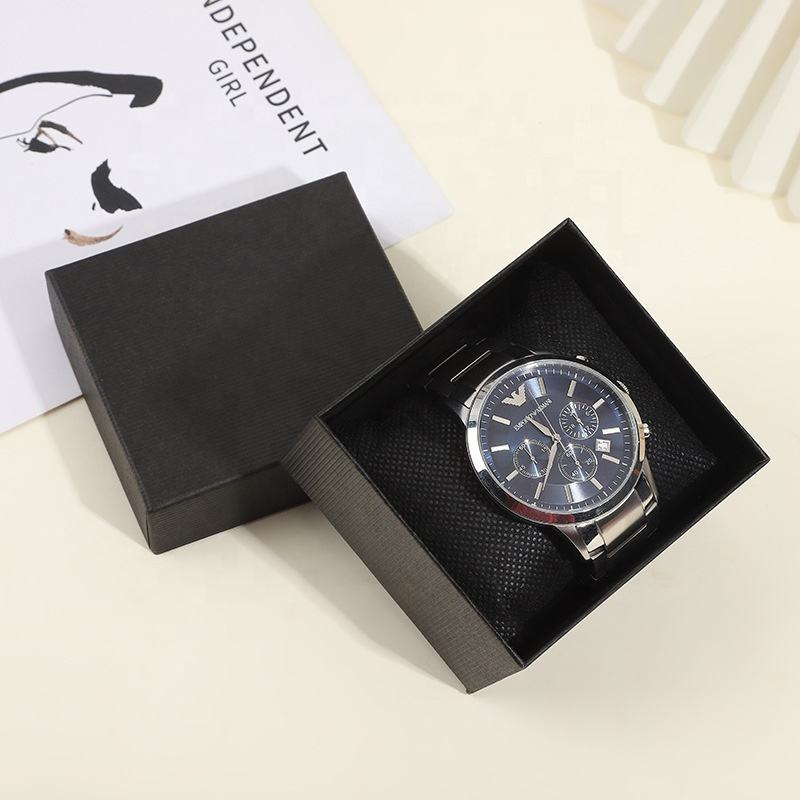Wholesale Custom Logo Watch Gift Boxes, Black Rigid Lid Base Boxes with ...