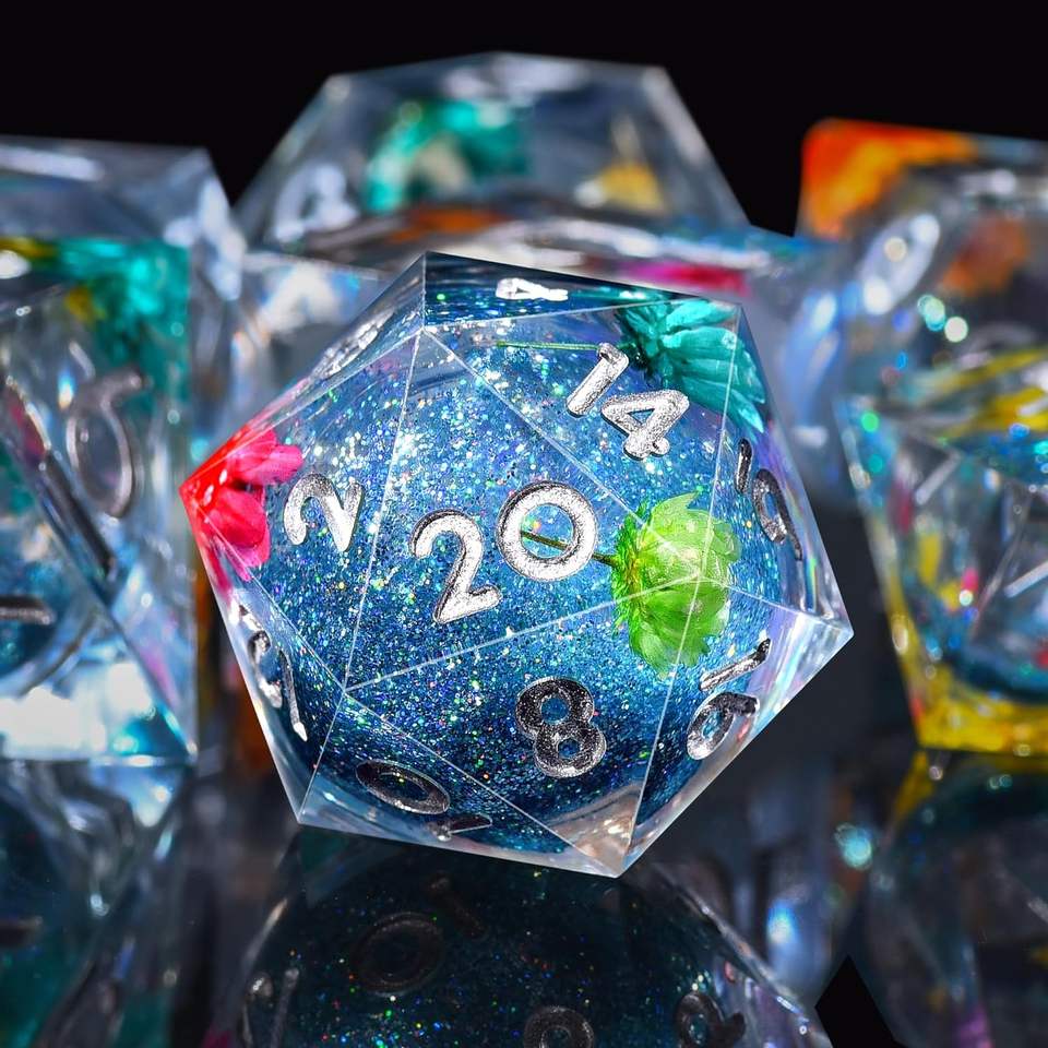 Sharp Edge 16mm Resin Dungeons Dragons RPG Dice Set 7pcs D20 D12 D10 D8 ...