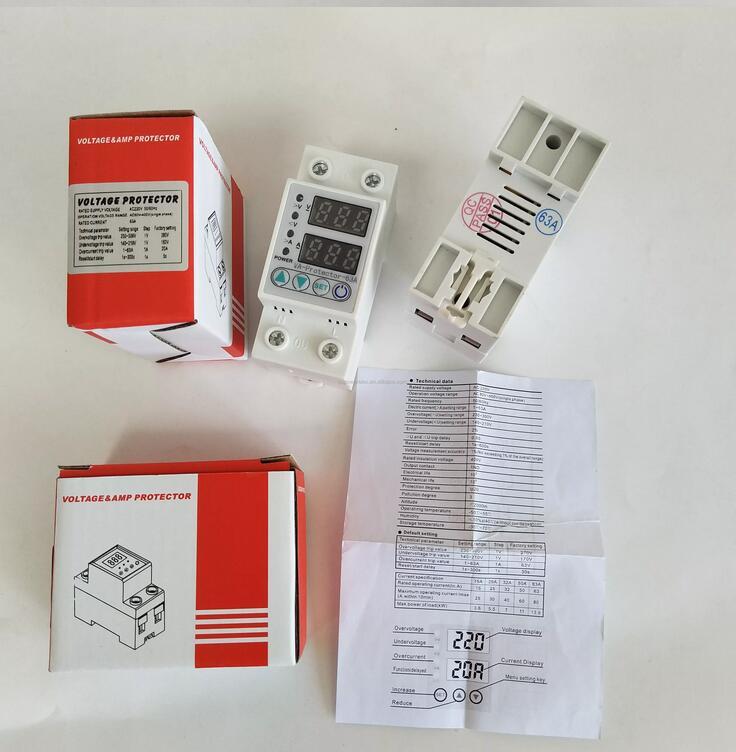 Single-phase 40A 63A 230V rail type adjustable over and under voltage ...