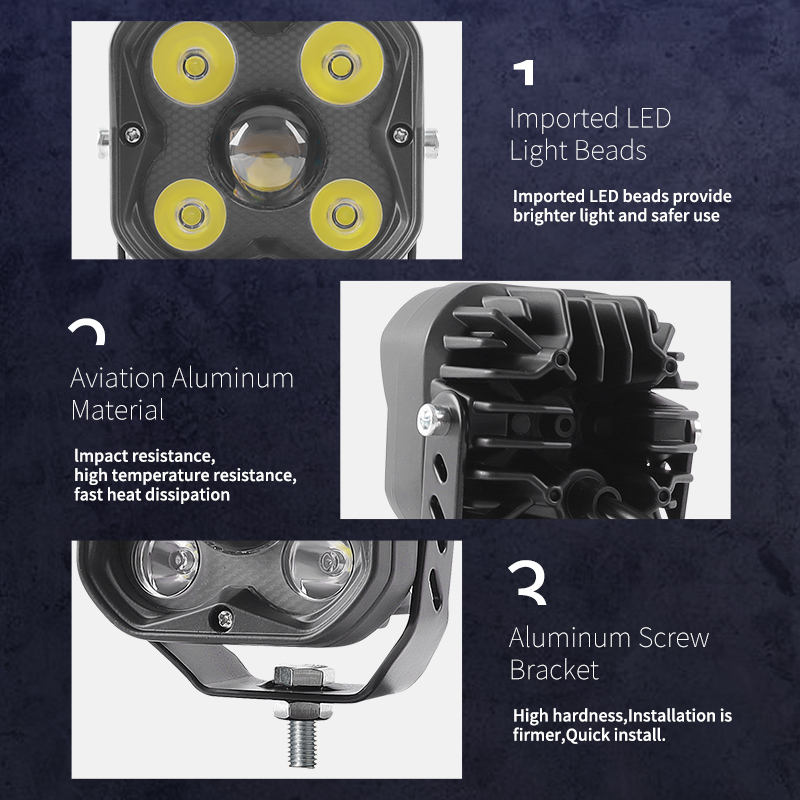 3.2 Inch 50W LED Work Light Square White Spotlight 12V 24V Off Road Fog ...