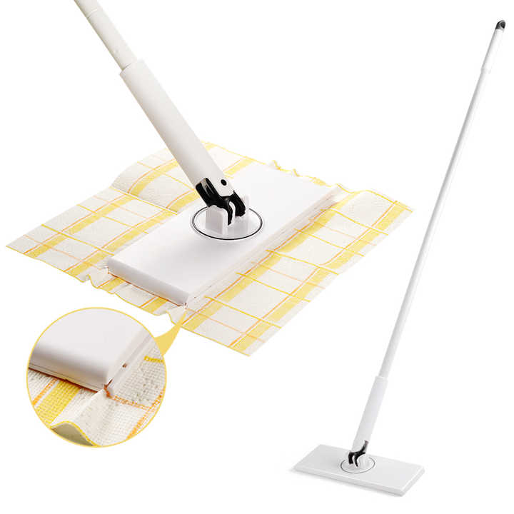 Automatic Clamping Floor Cleaning Mop with Replaceable Wipes