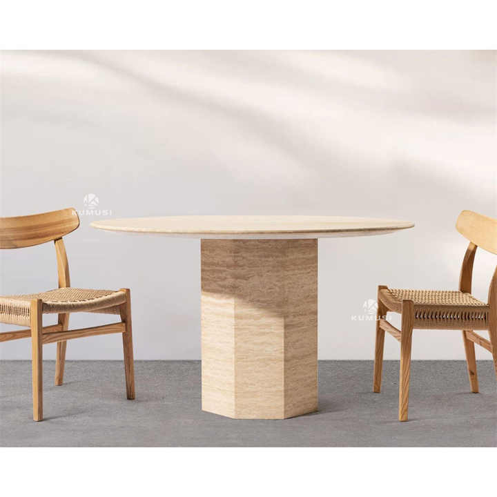 Travertine Round Hexagonal Leg Dining Table| Alibaba.com