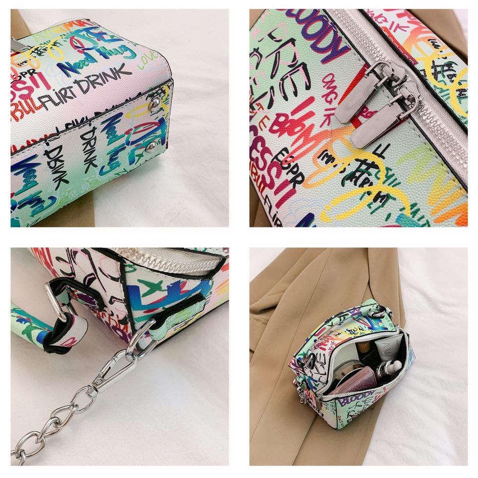 Fashionable New Arrival PU Leather Designed Crossbody Bag Graffiti ...
