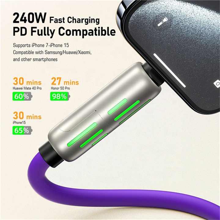 6mm Thickened 4-in-1 USB Cable Fast Charging Liquid Silicone Cable for ...